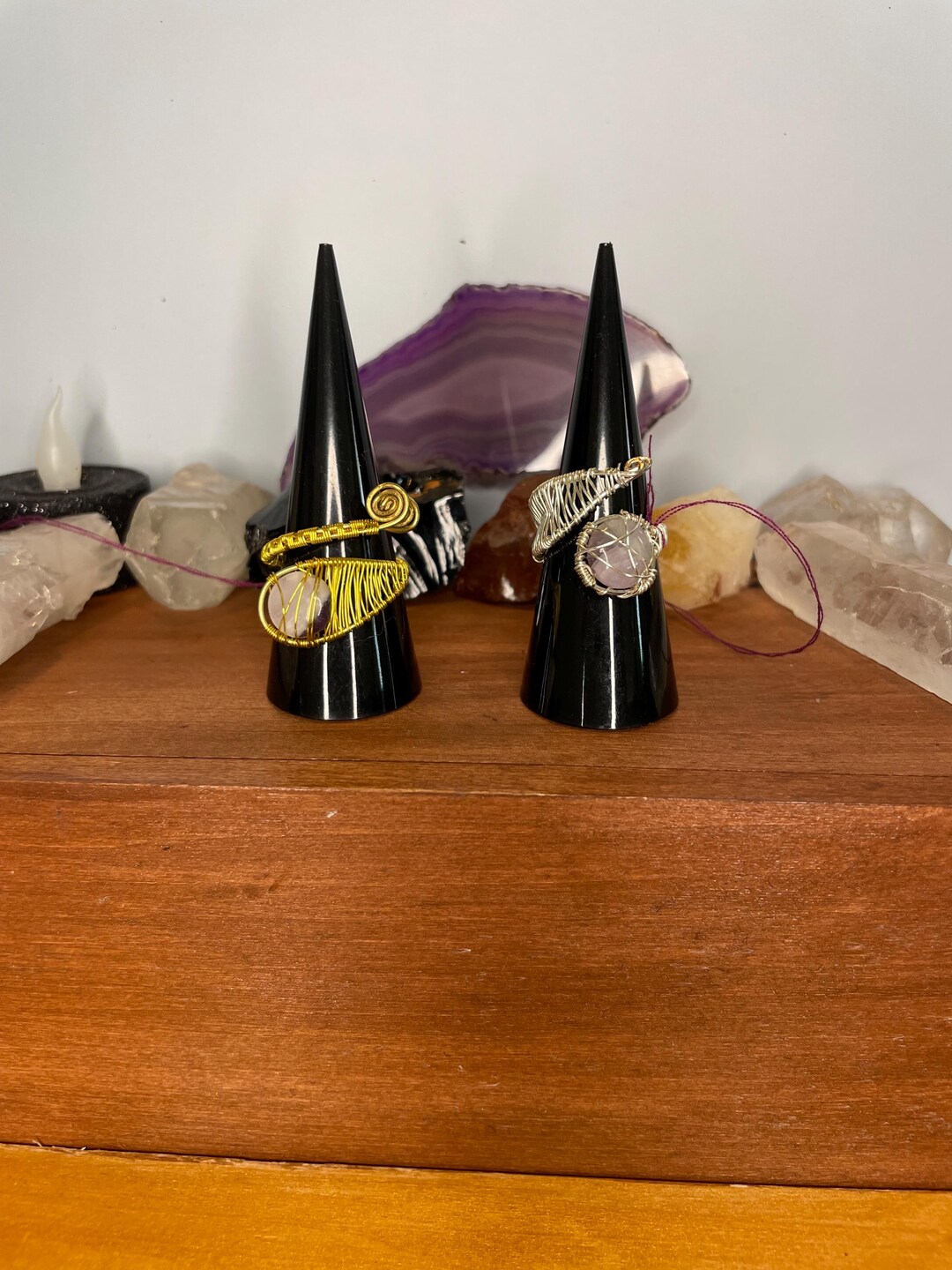 Chevron Amethyst Scroll Rings - Etsy