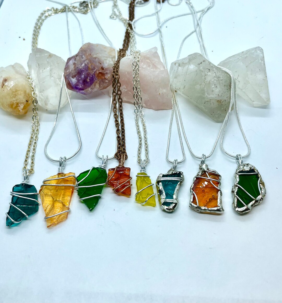 Stained Glass Charm Necklaces - Etsy