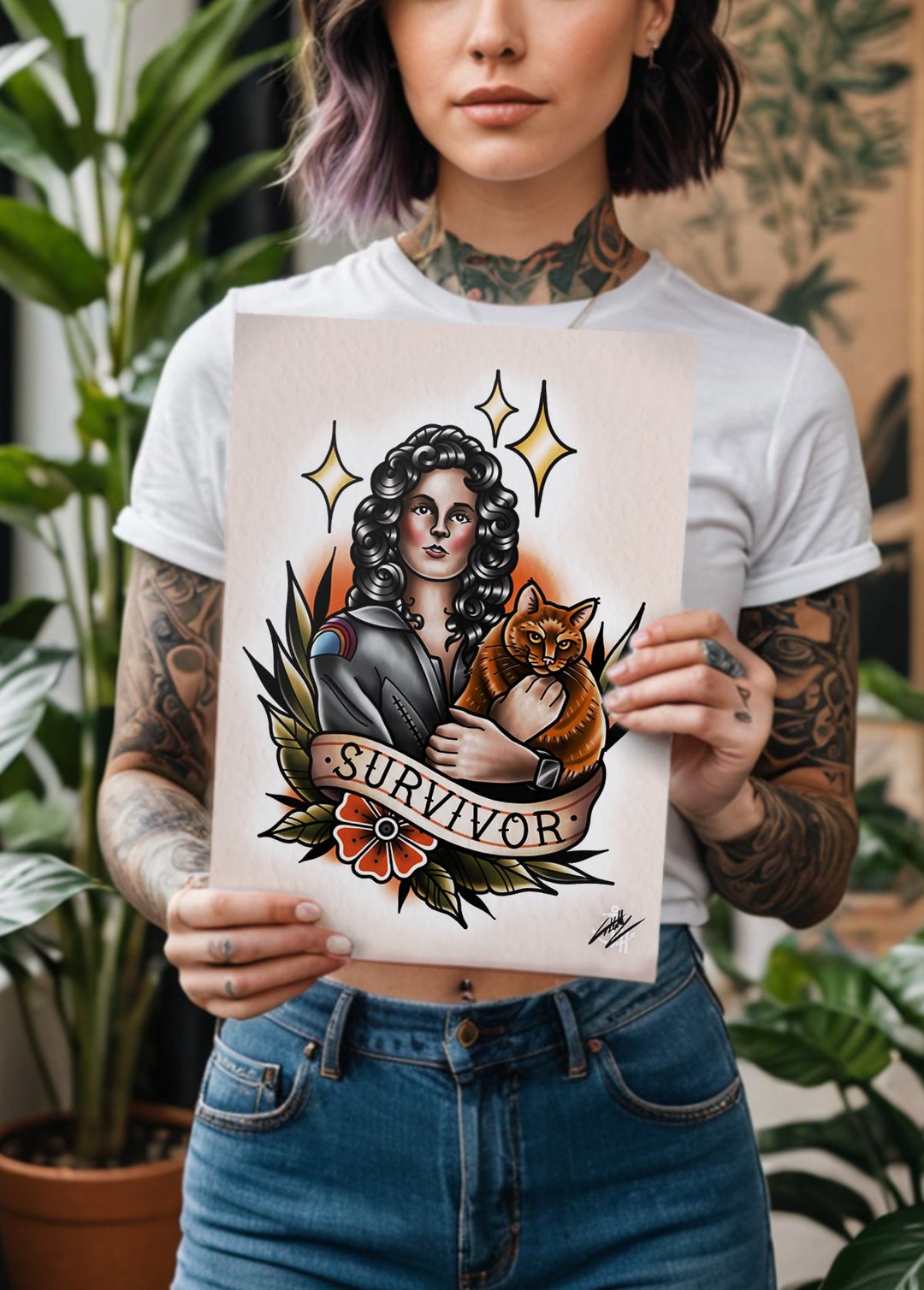 Ripley and Jonesy - Alien - Traditional Tattoo Flash Art Print - Etsy