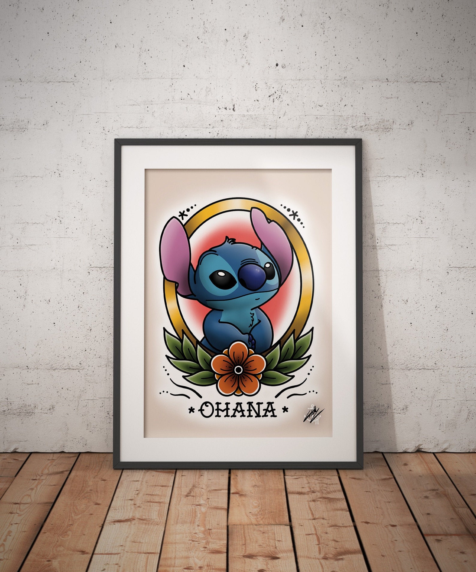 Stitch V.2 Traditional Tattoo Flash Art Print - Etsy
