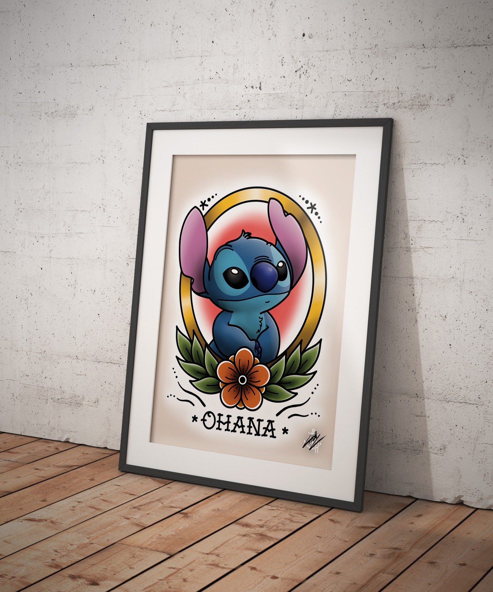 Stitch V.2 Traditional Tattoo Flash Art Print - Etsy