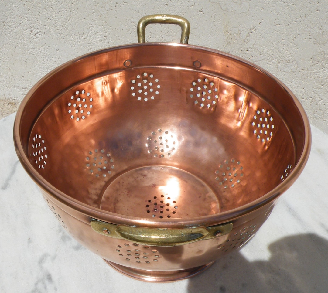 Antique Large French Copper Colander, Sieve, Strainer, Tamis, Passoire ...