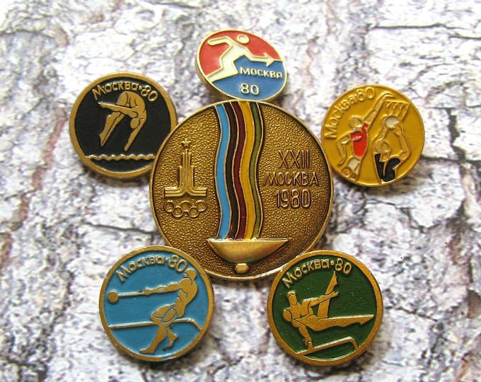 8 Olympic Pins, Moscow 80, Soviet Olympic Pin, Olympic Games, Sports ...
