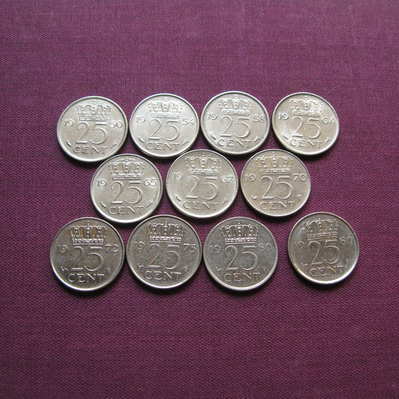 25 Cents Dutch Coin Nederland Coins Vintage Dutch Coins | Etsy