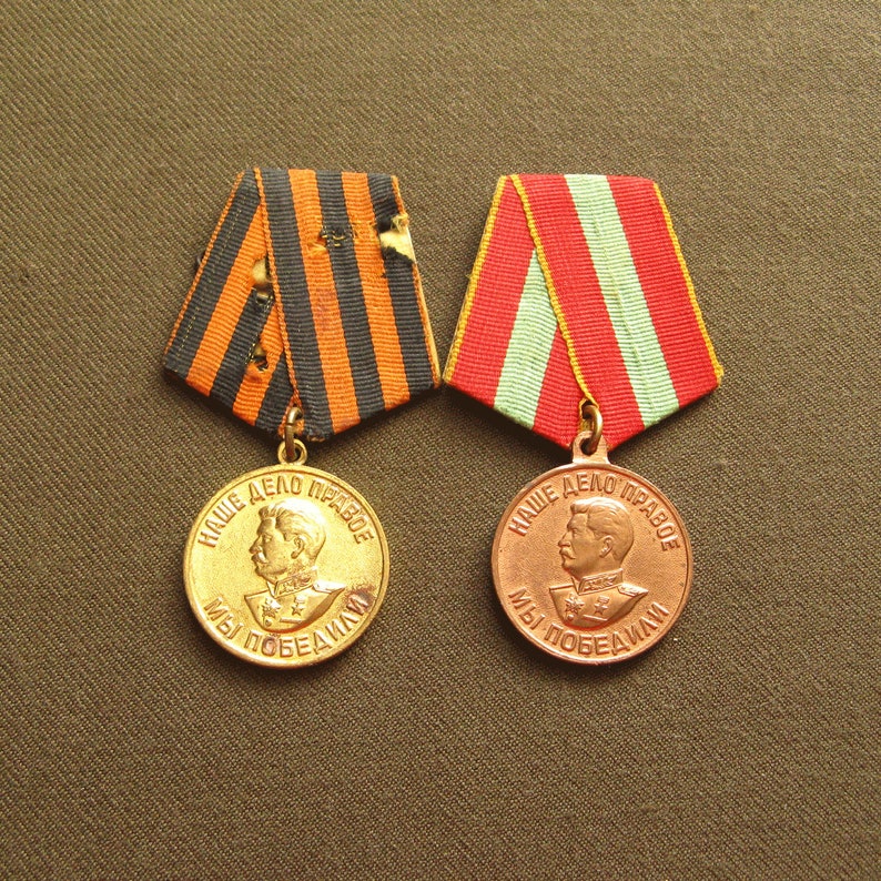 Soviet WW2 Medals Victory Over Germany and For Valiant Work | Etsy