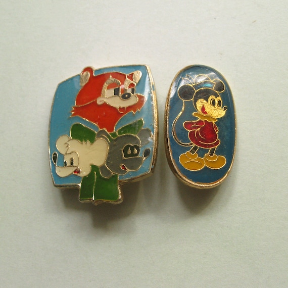 Vintage USSR Cartoon Character Pins: Fox, Cat, Chicke… - Gem