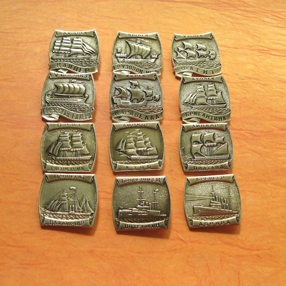 Antique Ships Pins, History of Russian Fleet, Sailing… - Gem