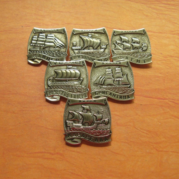 Antique Ships Pins, History of Russian Fleet, Sailing… - Gem