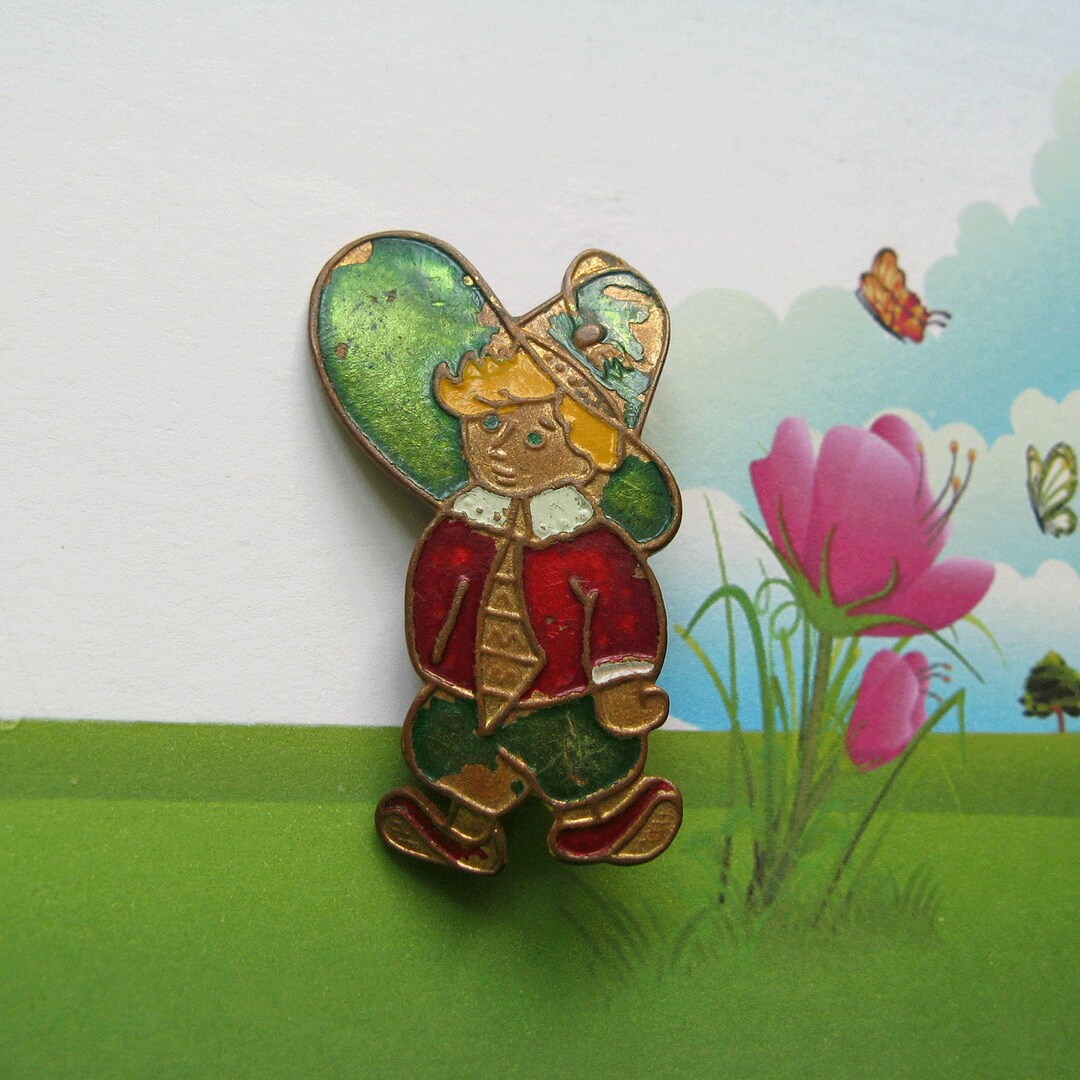 Vintage 60s Cartoon Character Pin: Enamel Lapel Pin - Etsy