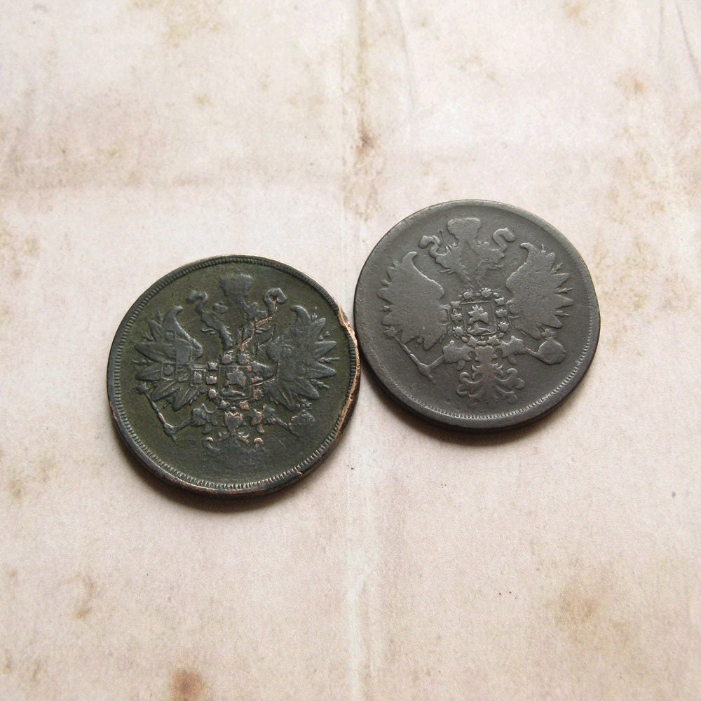 1861 Imperial Russian 2 Kopeks Copper Coins, Set of Two - Etsy