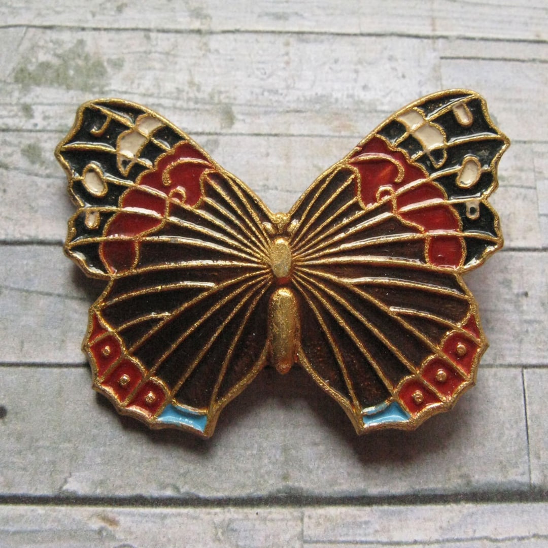 Butterfly Pin, Butterfly Brooch, Enamel Butterfly, Gold Tone Pin ...