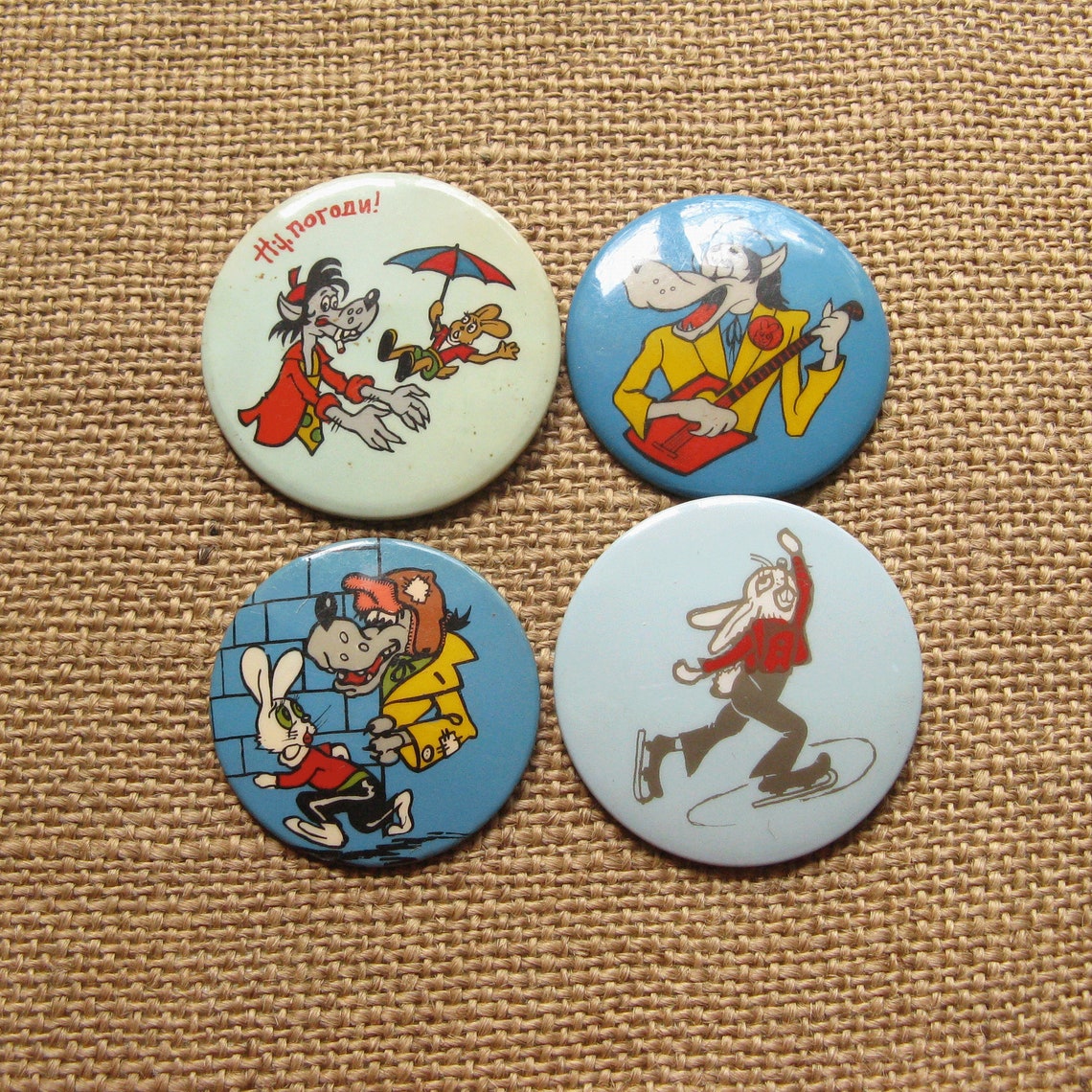 Vintage Large Pin, Kids Badge, Cartoon Characters, Nu Pogodi Pin, 1980s ...
