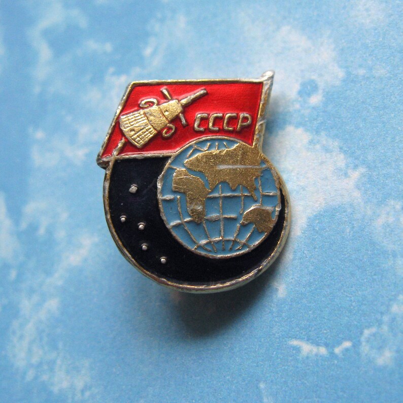 Vintage Soviet Third Space Satellite Pin, Rare Cosmos Badge - Etsy