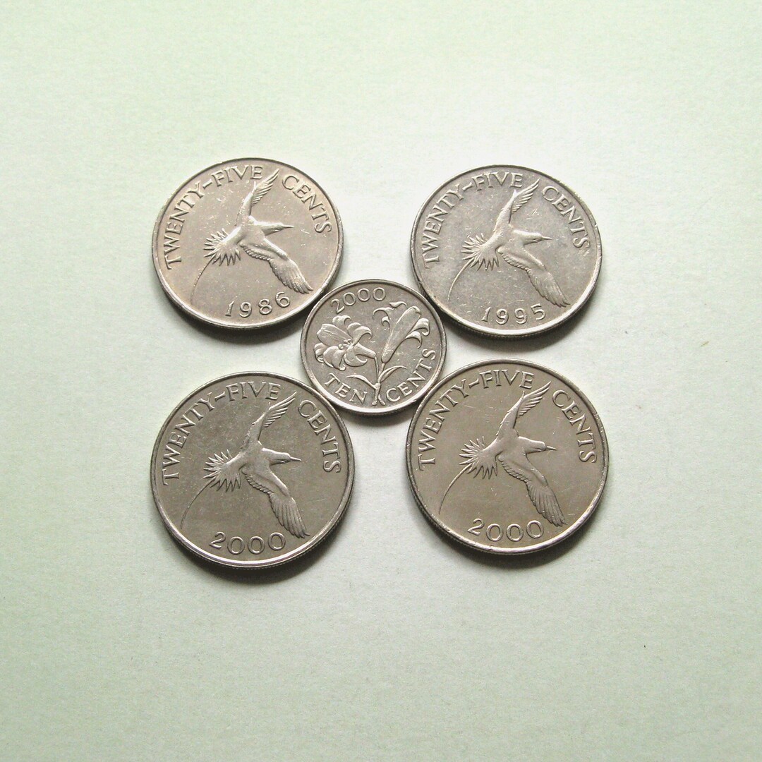 Bermuda Coins, Coins From Bermuda, 10 Cents Coins, 25 Cenys Coins, Bird ...