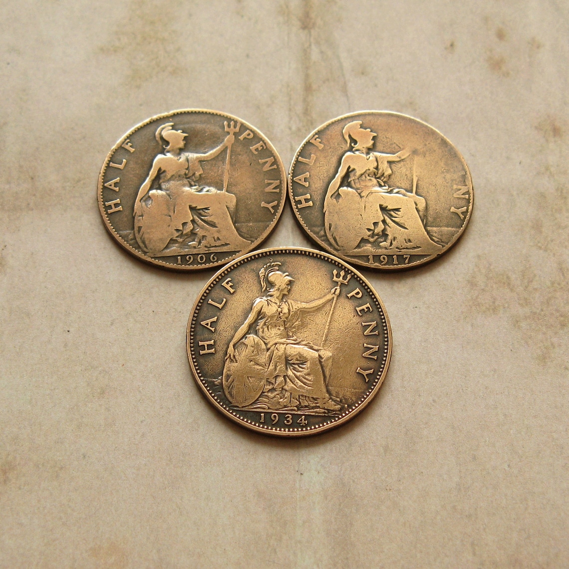 Half Penny Coins British Coins UK Collectible Coin Vintage | Etsy