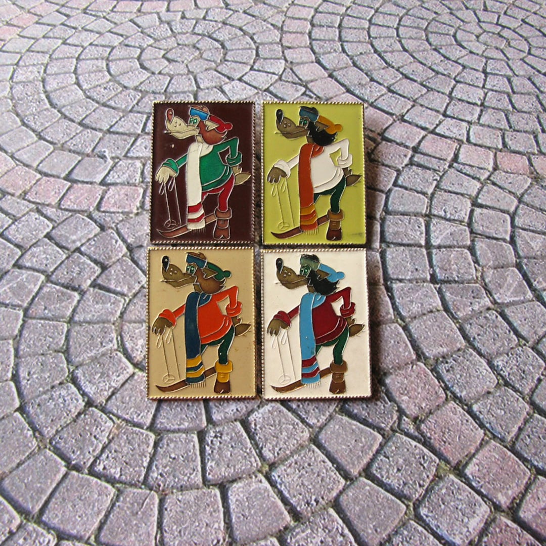 Vintage Large Pin, Kids Badge, Cartoon Characters, Nu Pogodi Pin, 1980s ...