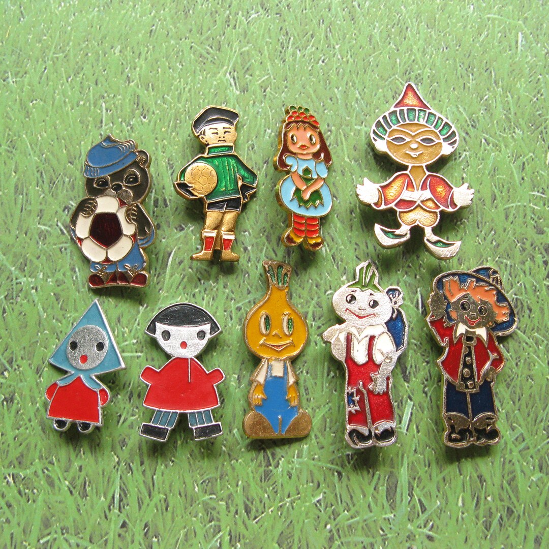 Vintage USSR Cartoon Character Pins: 80s Enamel Pinback Set - Etsy