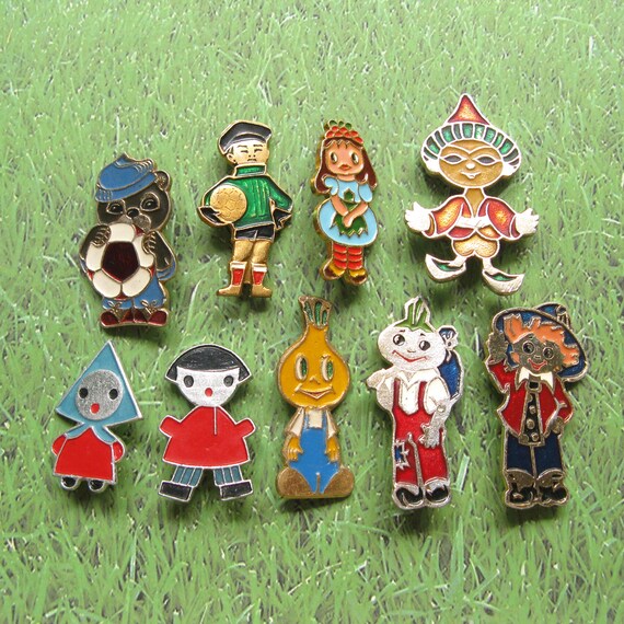 Vintage USSR Cartoon Character Pins: 80s Enamel Pinba… - Gem
