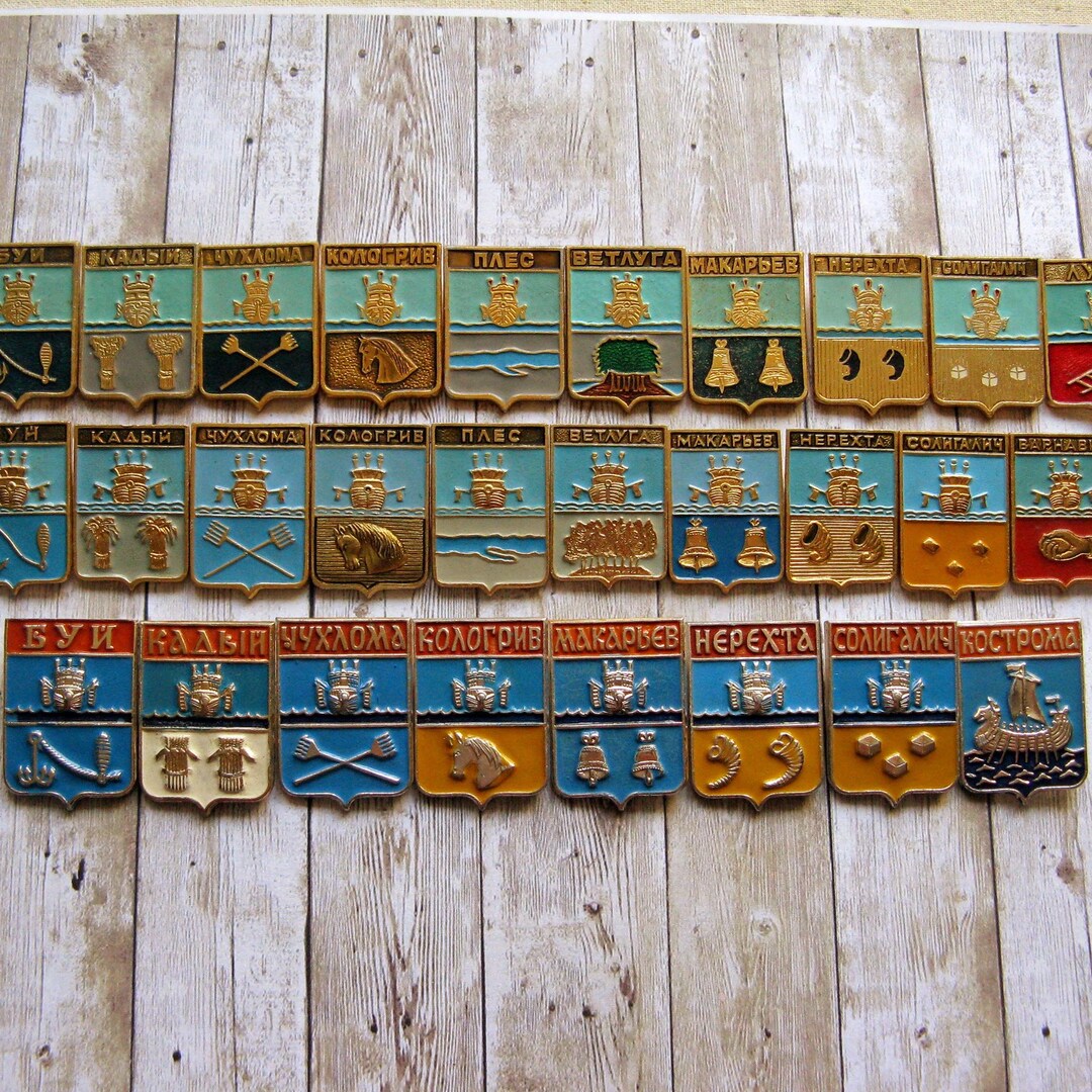 Vintage Soviet City Emblems Pins, Russia Collectible Set - Etsy