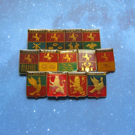Soviet Cities Pin Emblems of Cities Heraldry Art Heraldic | Etsy
