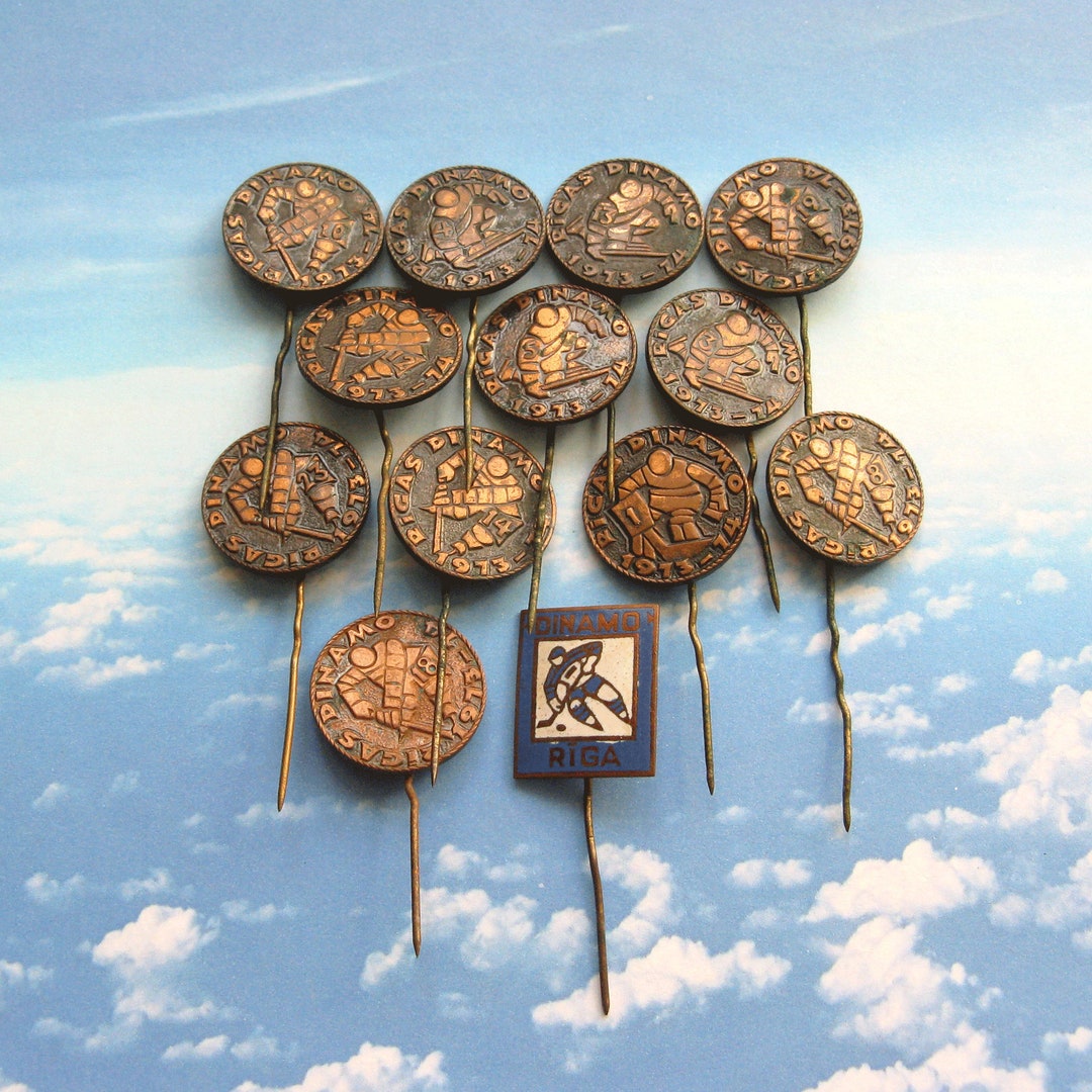 Vintage Soviet Hockey Club Dynamo Riga Pins, USSR Hockey Collectible - Etsy
