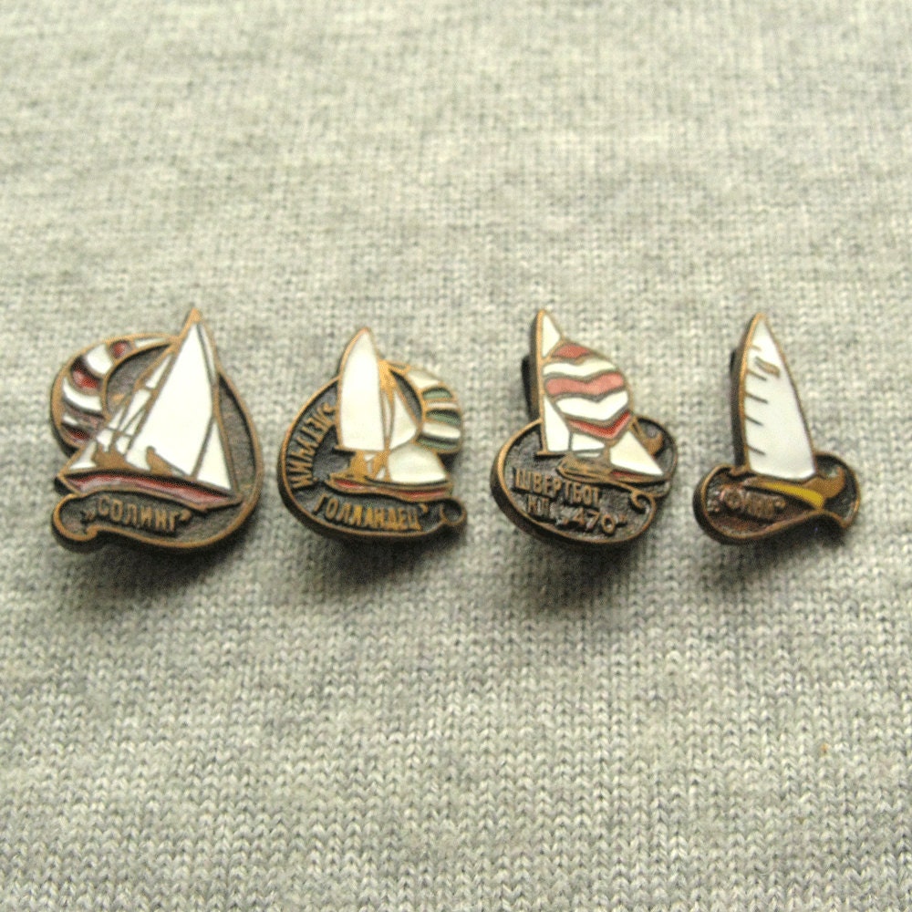 Vintage Yacht Pins Nautical Theme Badges Sailboat Pins | Etsy
