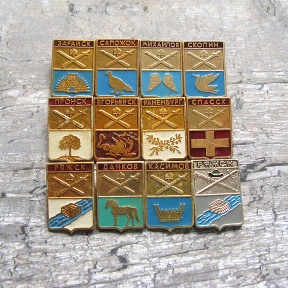 Emblems of Ancient Russian Towns Soviet Cities Pin Emblems | Etsy