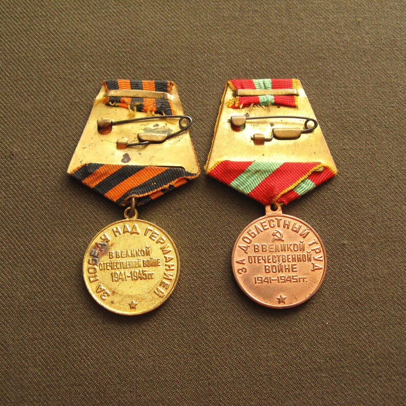 Soviet WW2 Medals Victory Over Germany and For Valiant Work | Etsy