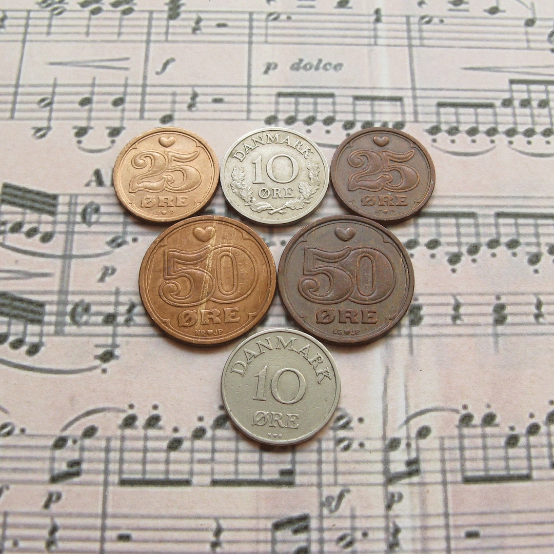 Vintage Danish Coin Set: 10, 25, 50 Øre Coins From Danmark - Etsy