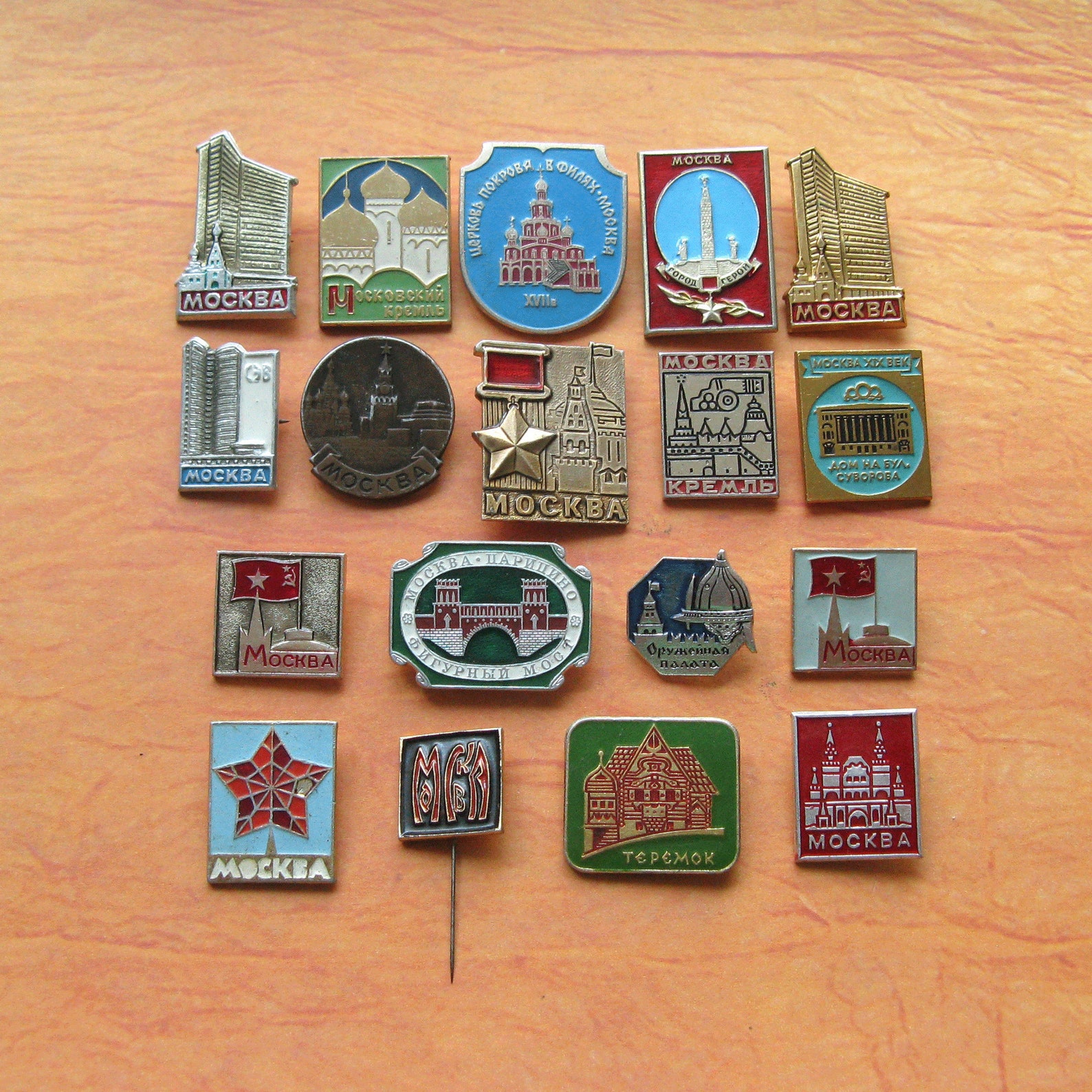Moscow Pins Set of Soviet Pin Soviet Cities Pins | Etsy