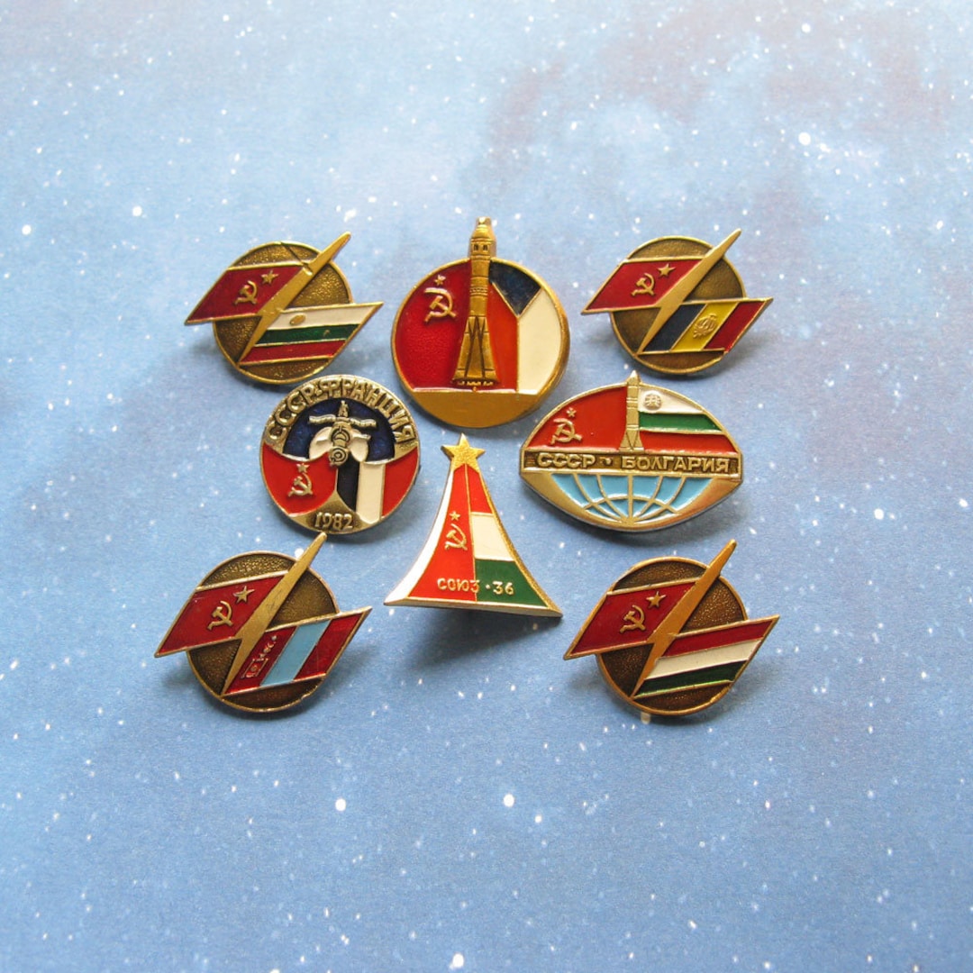 Vintage USSR Space Pins: International Spaceflight Collectible Badges ...