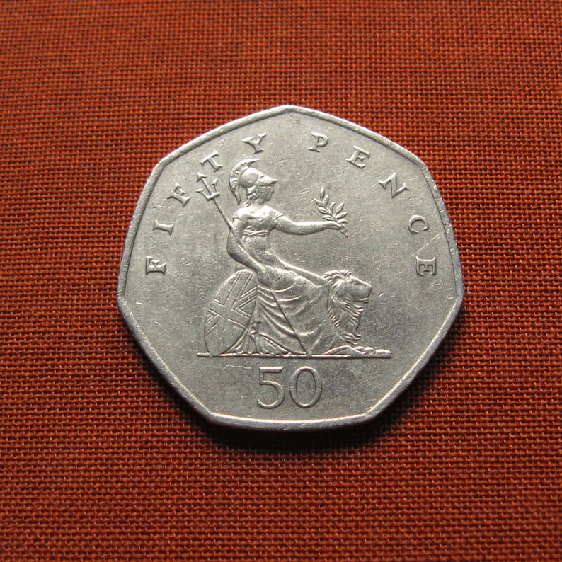 Fifty Pence Coins British Coins UK Collectible Coin Vintage | Etsy