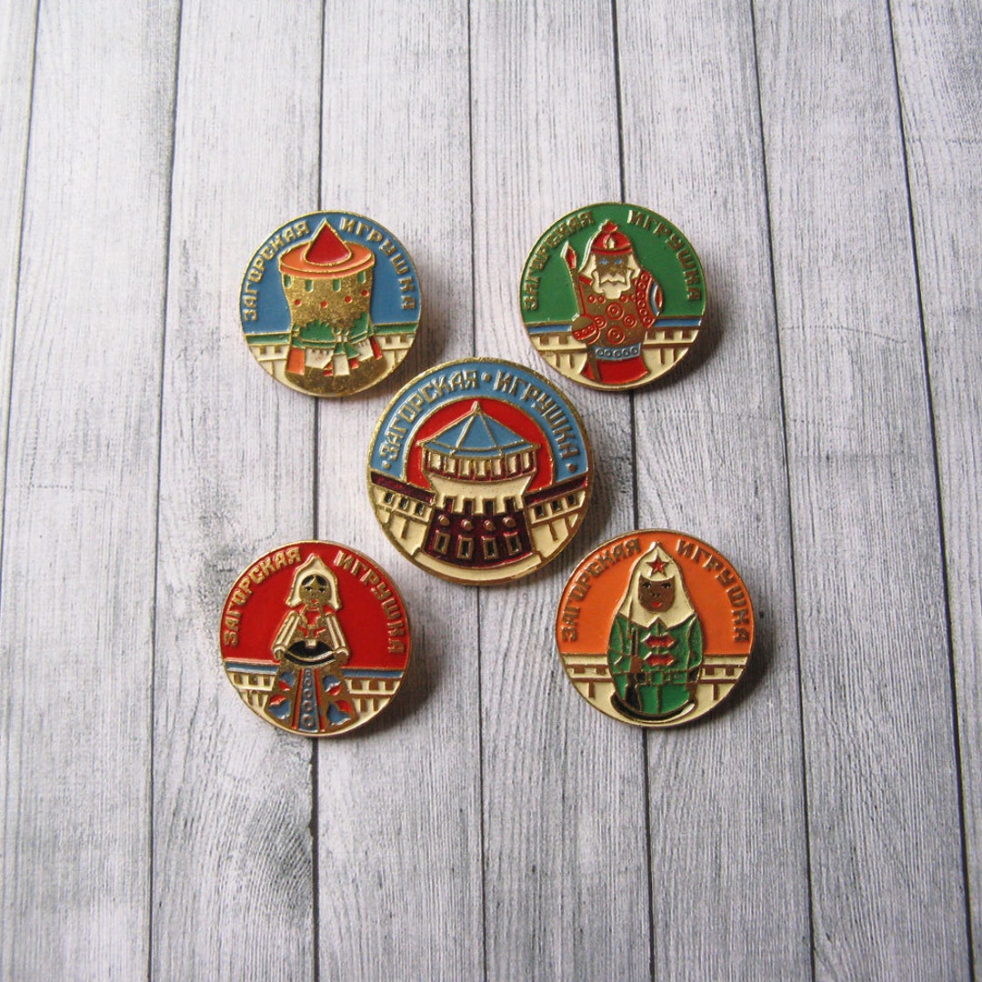 Vintage USSR Cartoon Character Pins: 1970s-80s Enamel Pin Set - Etsy