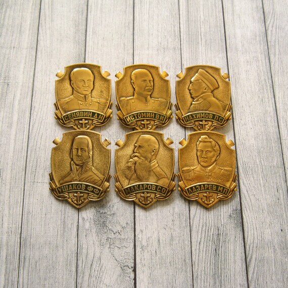 Naval Commanders, Vintage Soviet Pins, Russian Histor… - Gem