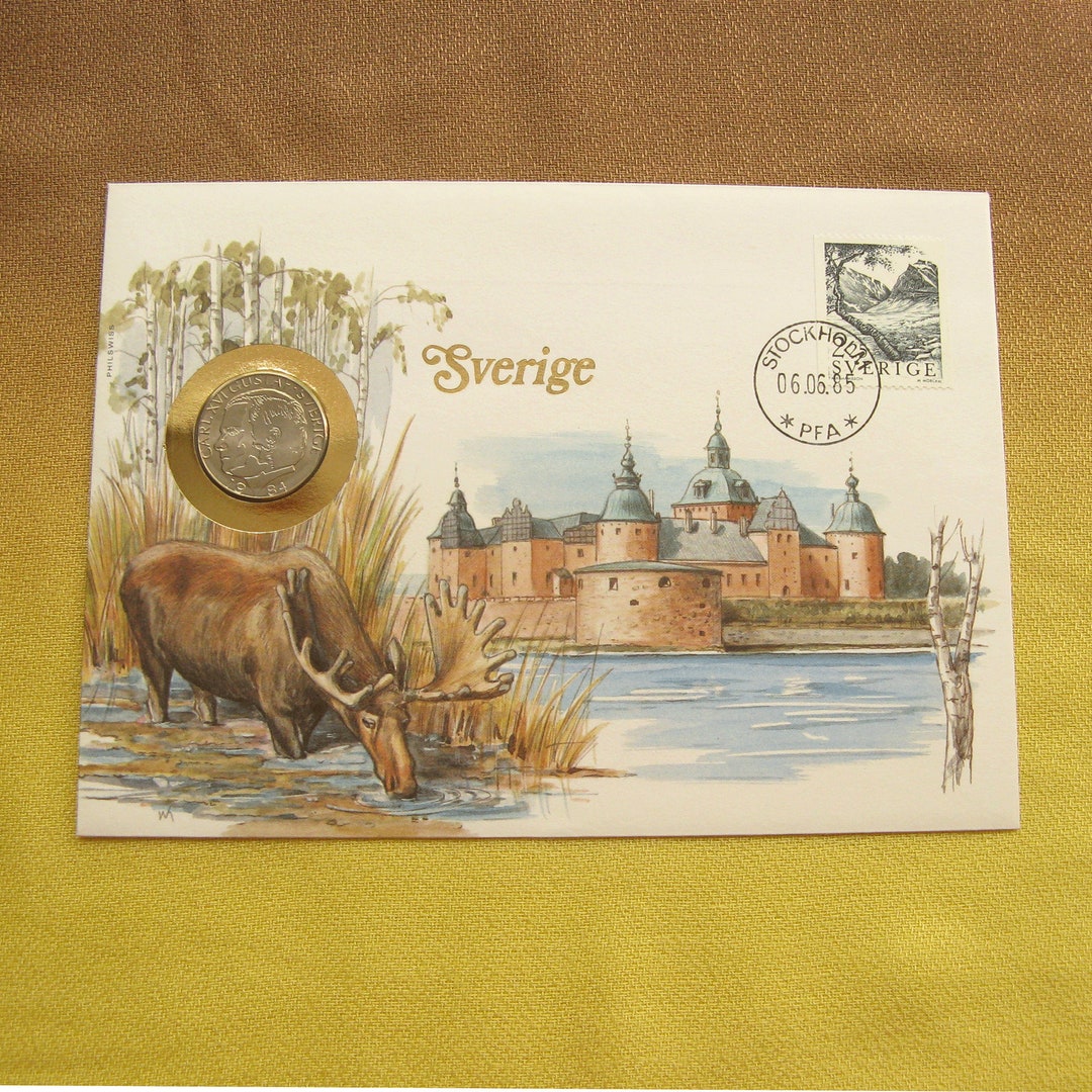 Vintage Swedish Stamp & 1984 Coin on Special Cancellation Envelope - Etsy