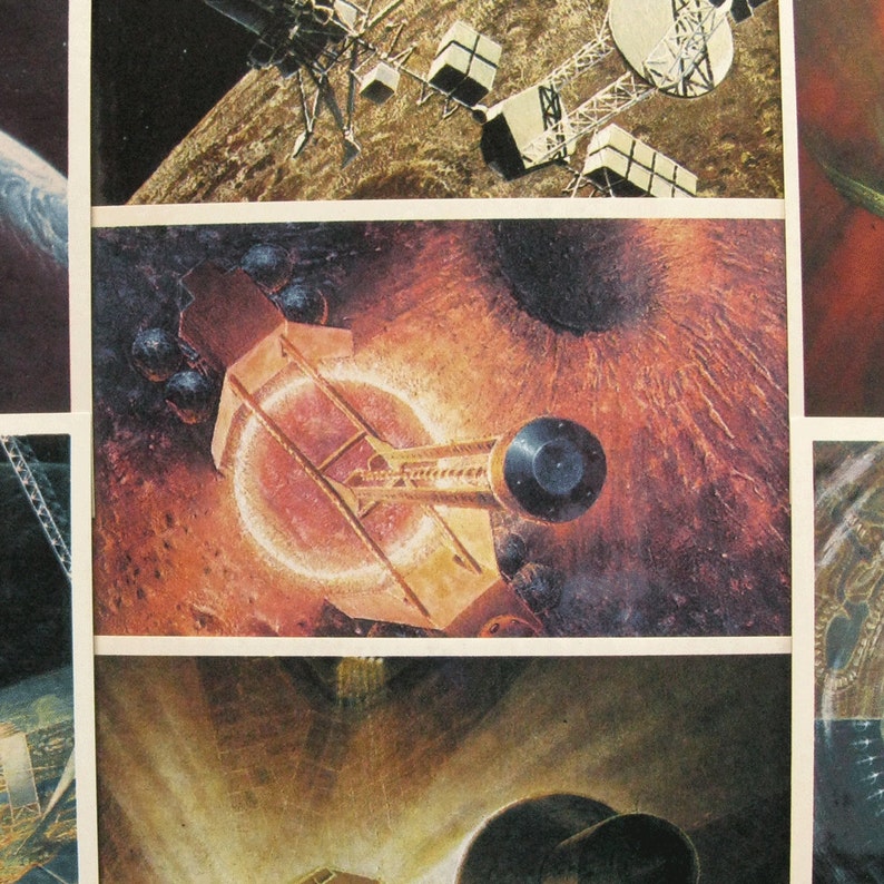 Vintage Space Theme Postcards Space Illustrations Space | Etsy