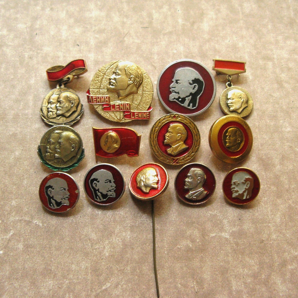 Vintage Lenin Pins Set of 13 Soviet Collectible History of | Etsy