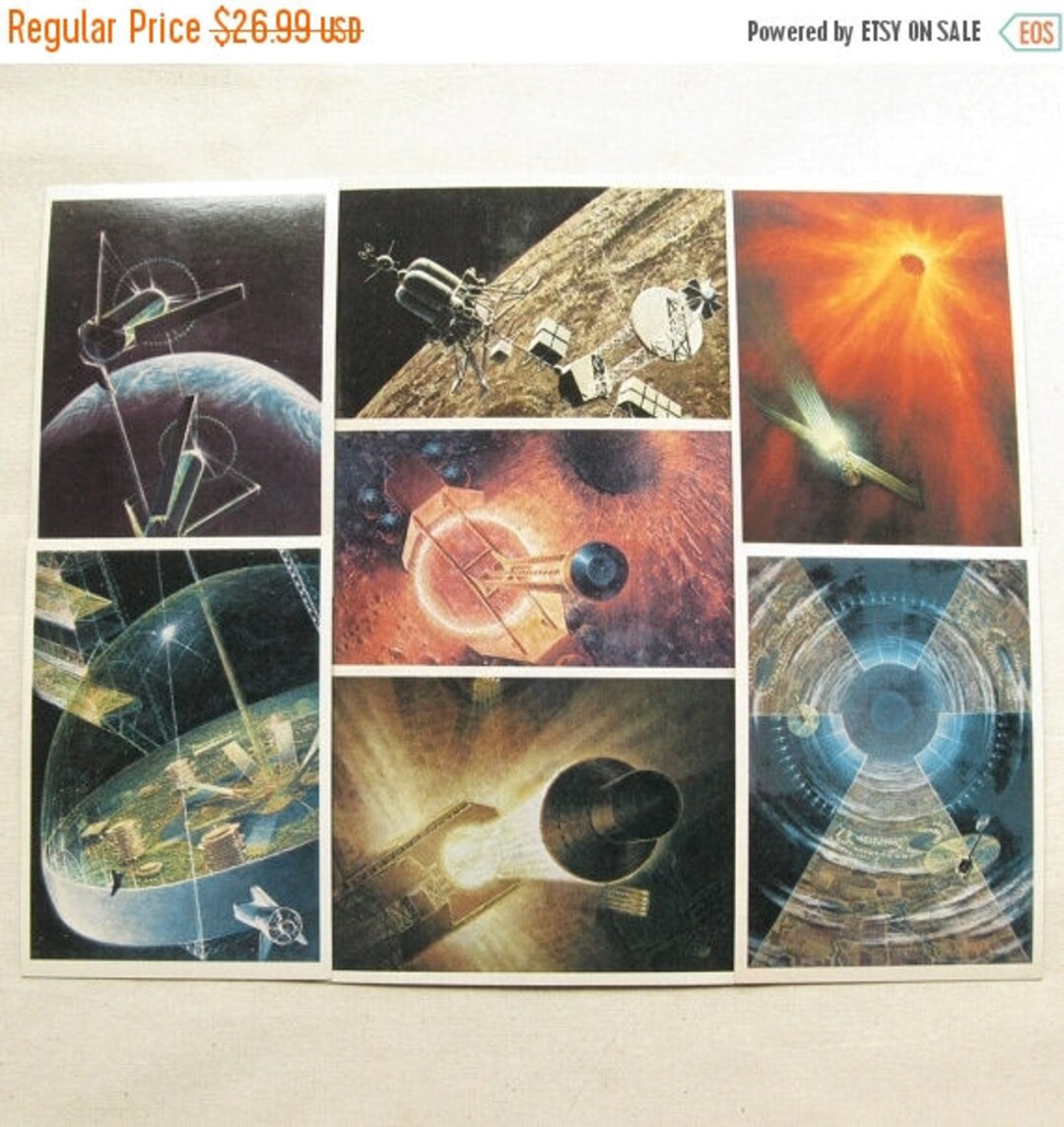Vintage Space Theme Postcards Space Illustrations Space - Etsy