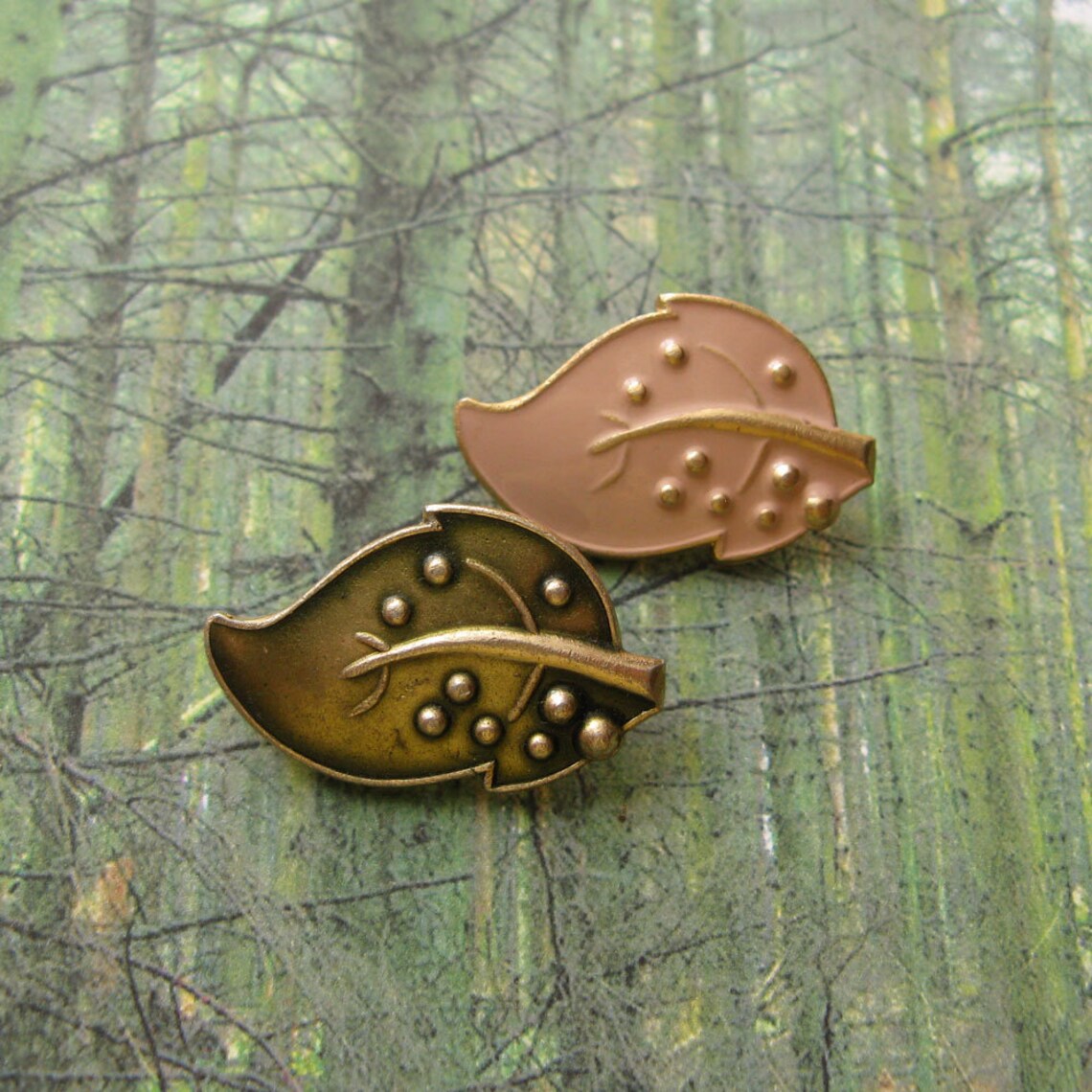 Leaves Pins, Leaves Brooch, Gold Tone Pin, Insect Pin, Leaves Decor ...