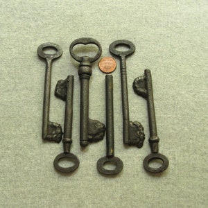 Set of 6 Old Skeleton Keys, Antique Keys, Primitive Keys, Antique ...