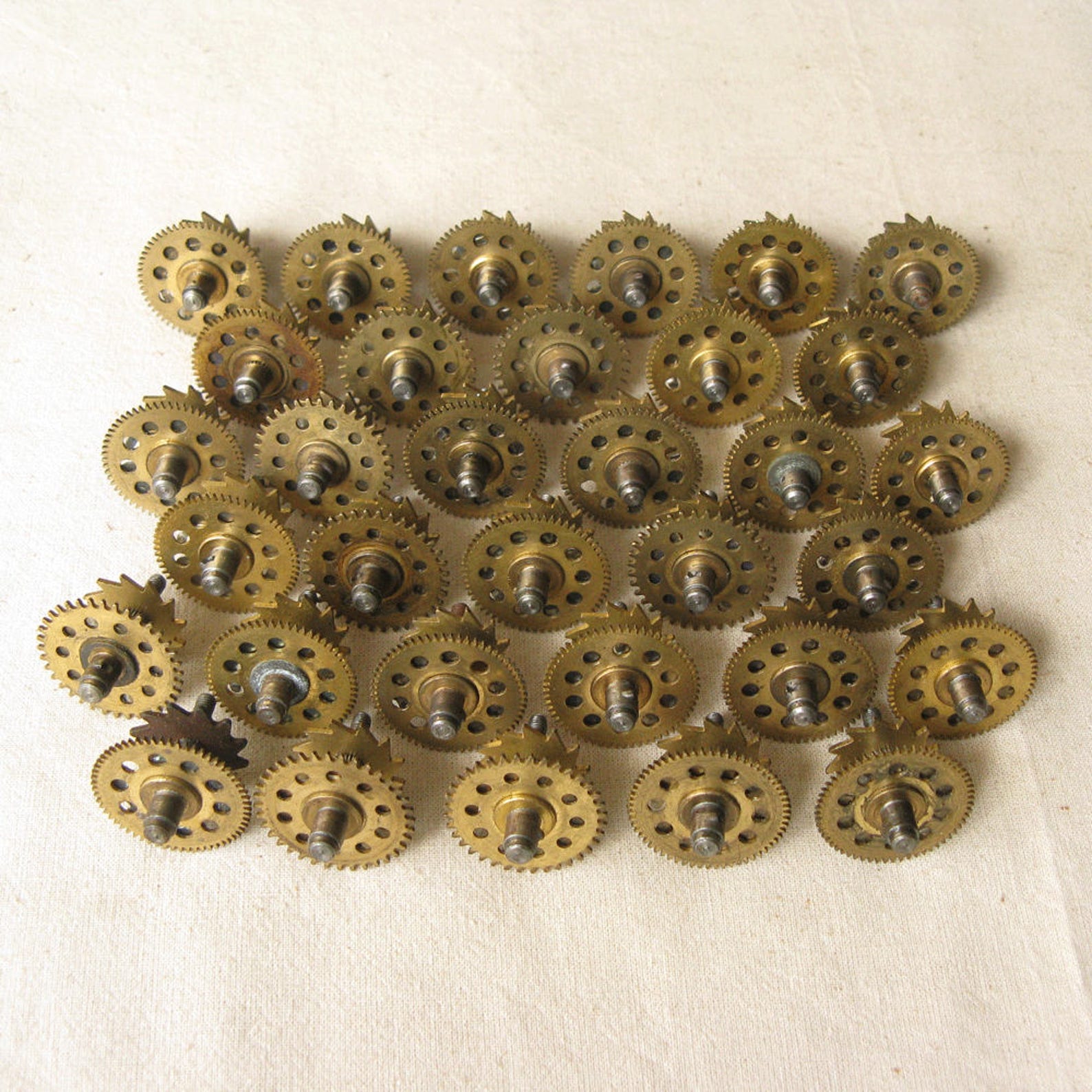 12 Retro Brass Cogs Vintage Clock Parts Metal Shop Supplies | Etsy