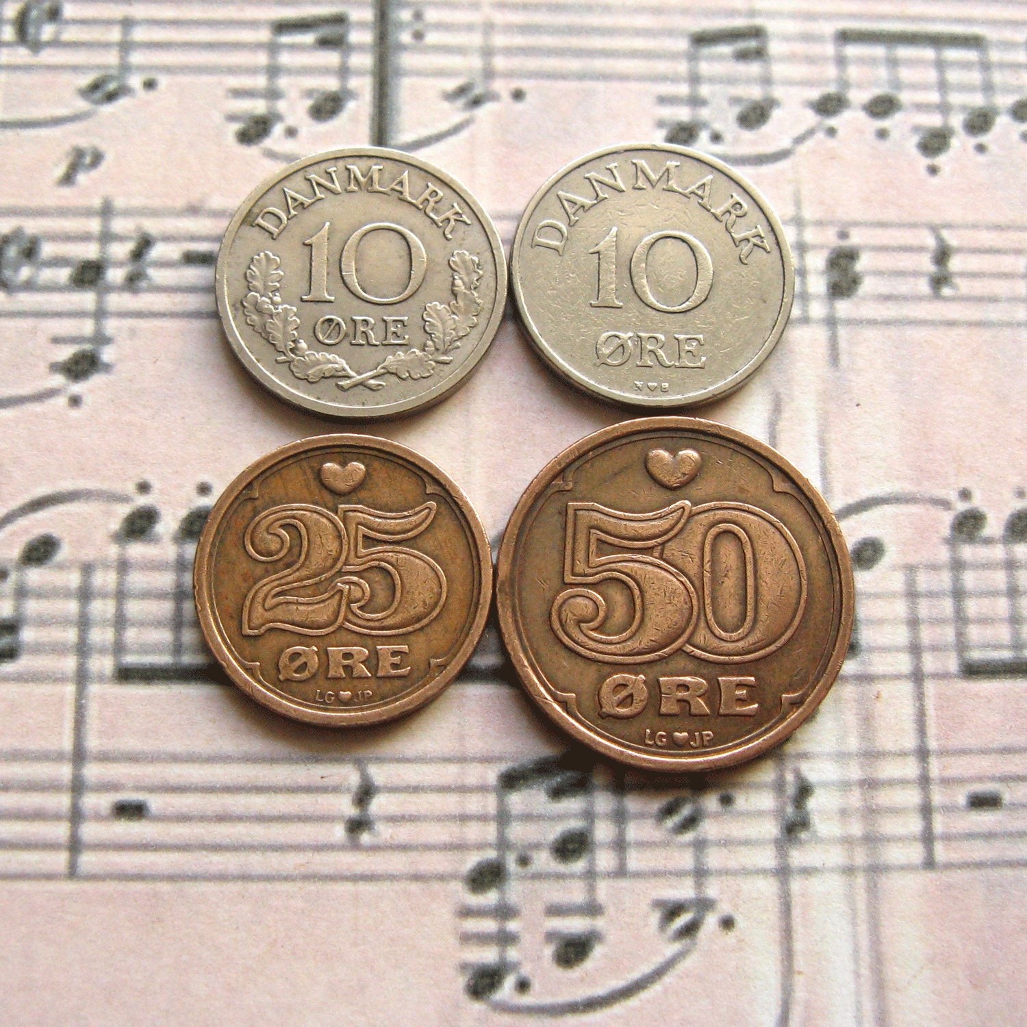 Vintage Danish Coin Set: 10, 25, 50 Øre Coins From Danmark - Etsy