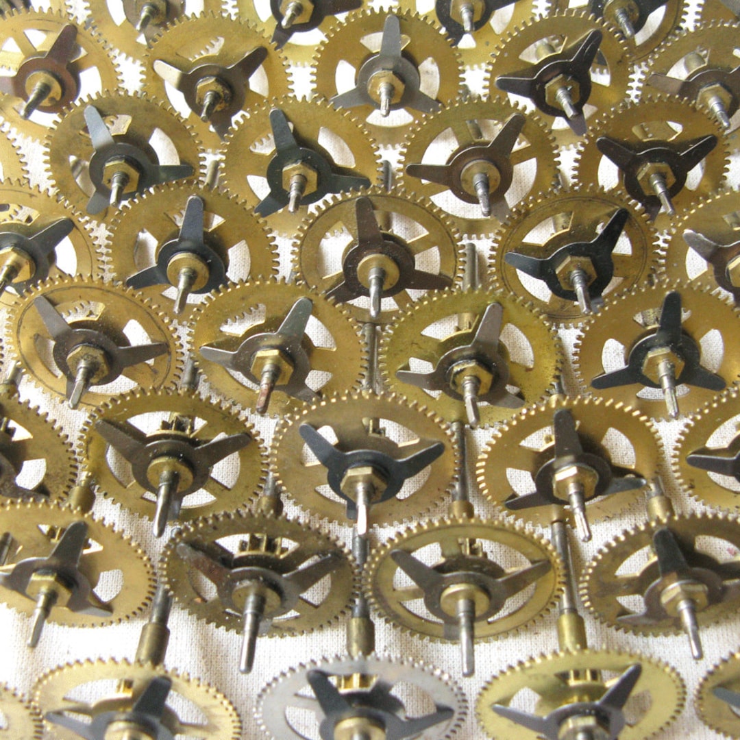 Vintage Clock Parts, Retro Brass Cogs, Metal Shop Supplies, Assemblage ...