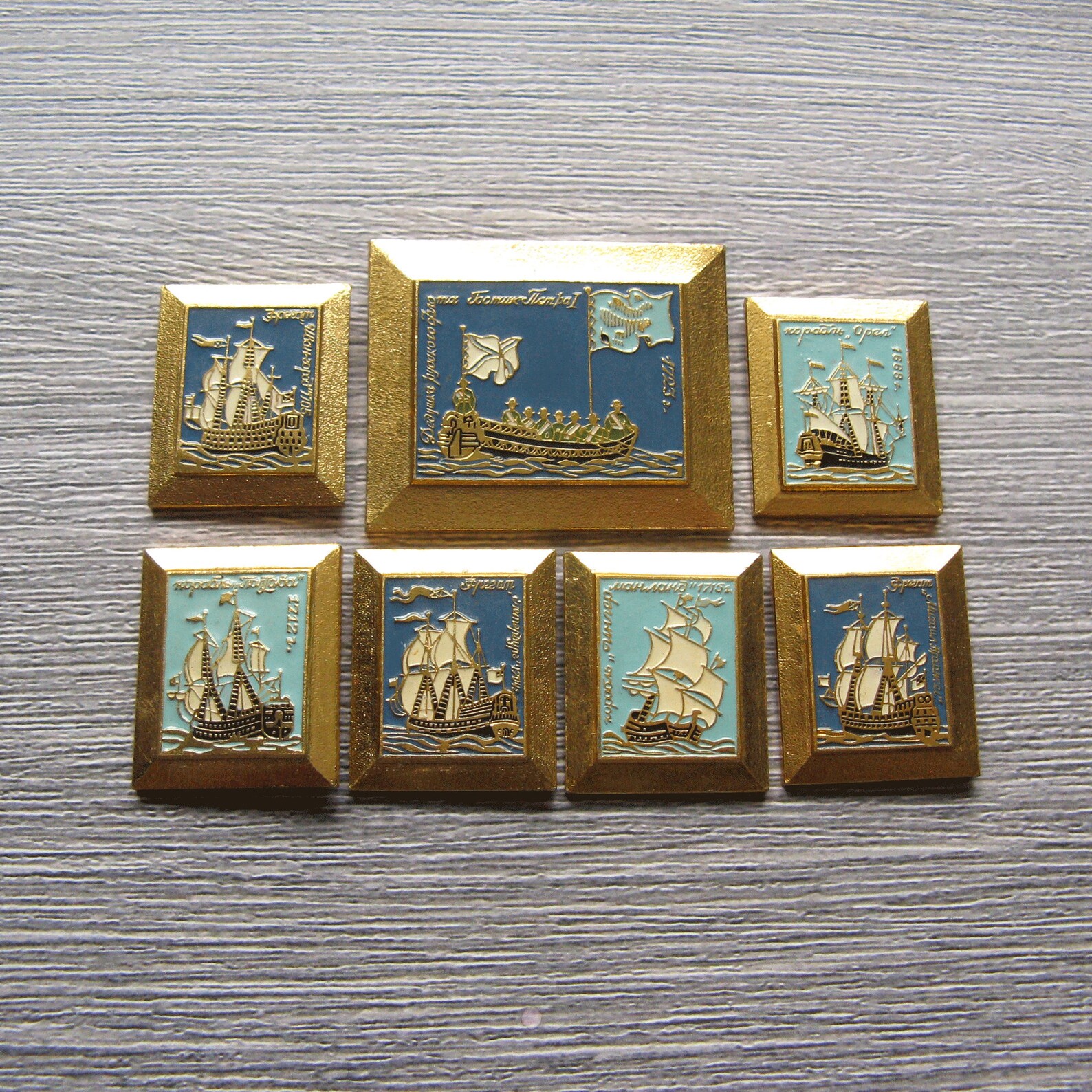 Set of 7 Soviet Pins Russian Boats Russian Souvenir | Etsy