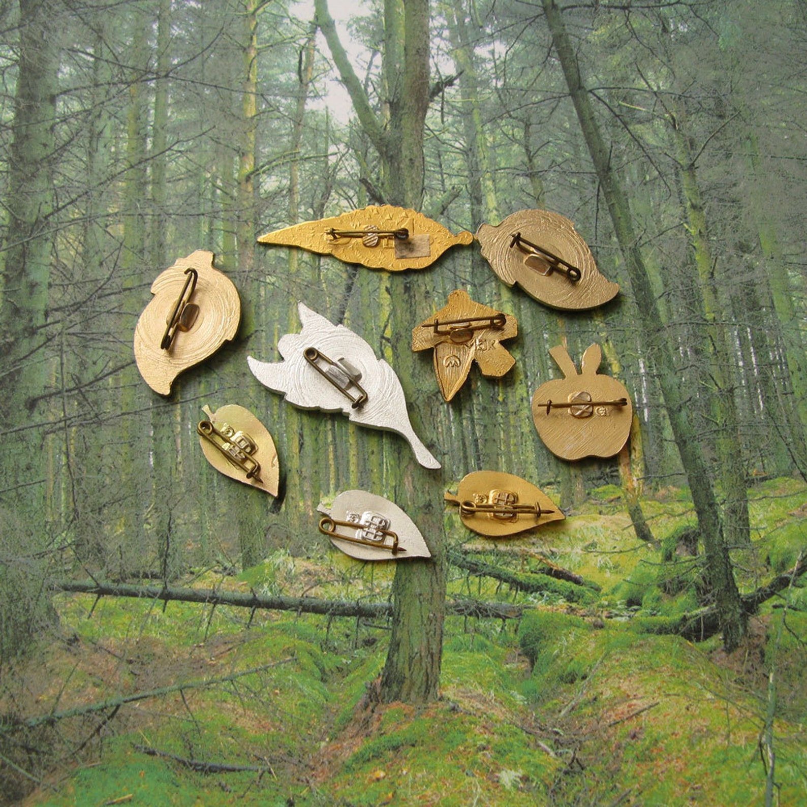 Leaves Pins, Leaves Brooch, Gold Tone Pin, Insect Pin, Leaves Decor ...