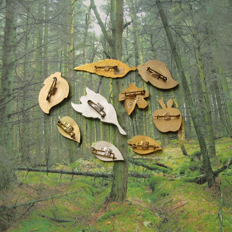 Leaves Pins, Leaves Brooch, Gold Tone Pin, Insect Pin, Leaves Decor ...