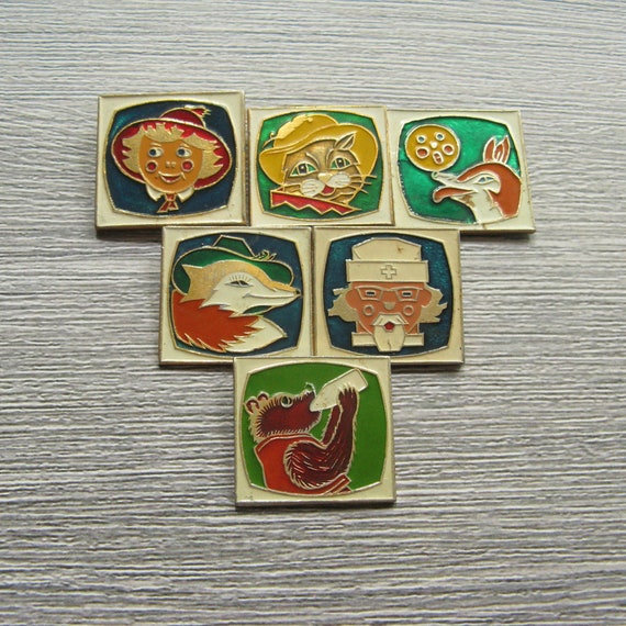 Vintage Cartoon Characters Pins, 80s Pins, Fairy Tale… - Gem