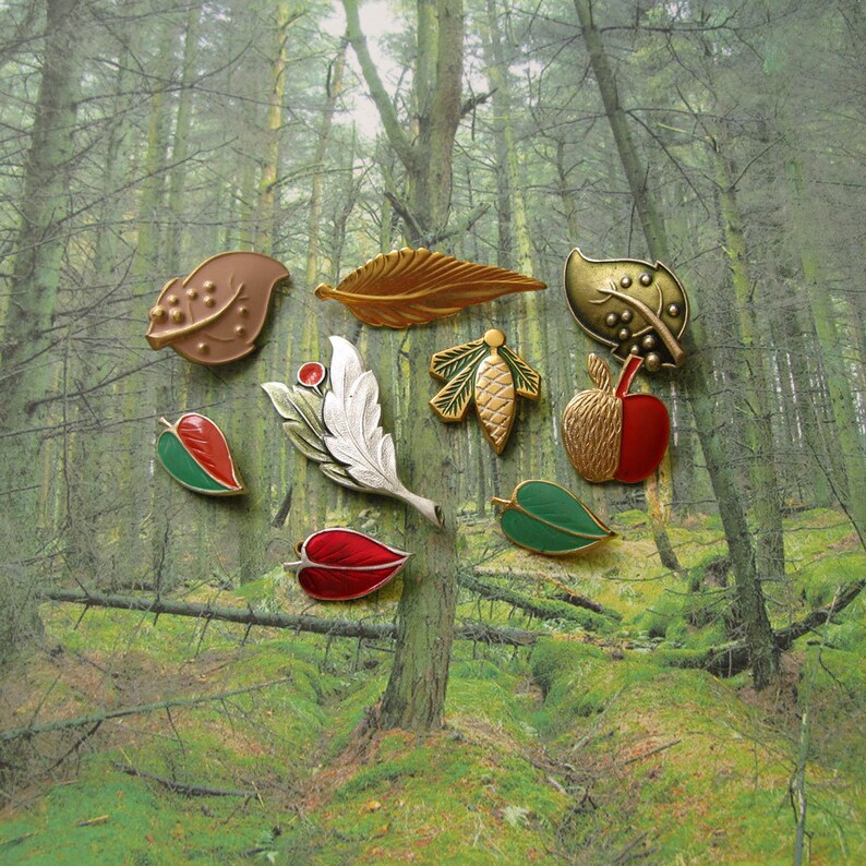 Leaves Pins, Leaves Brooch, Gold Tone Pin, Insect Pin, Leaves Decor ...
