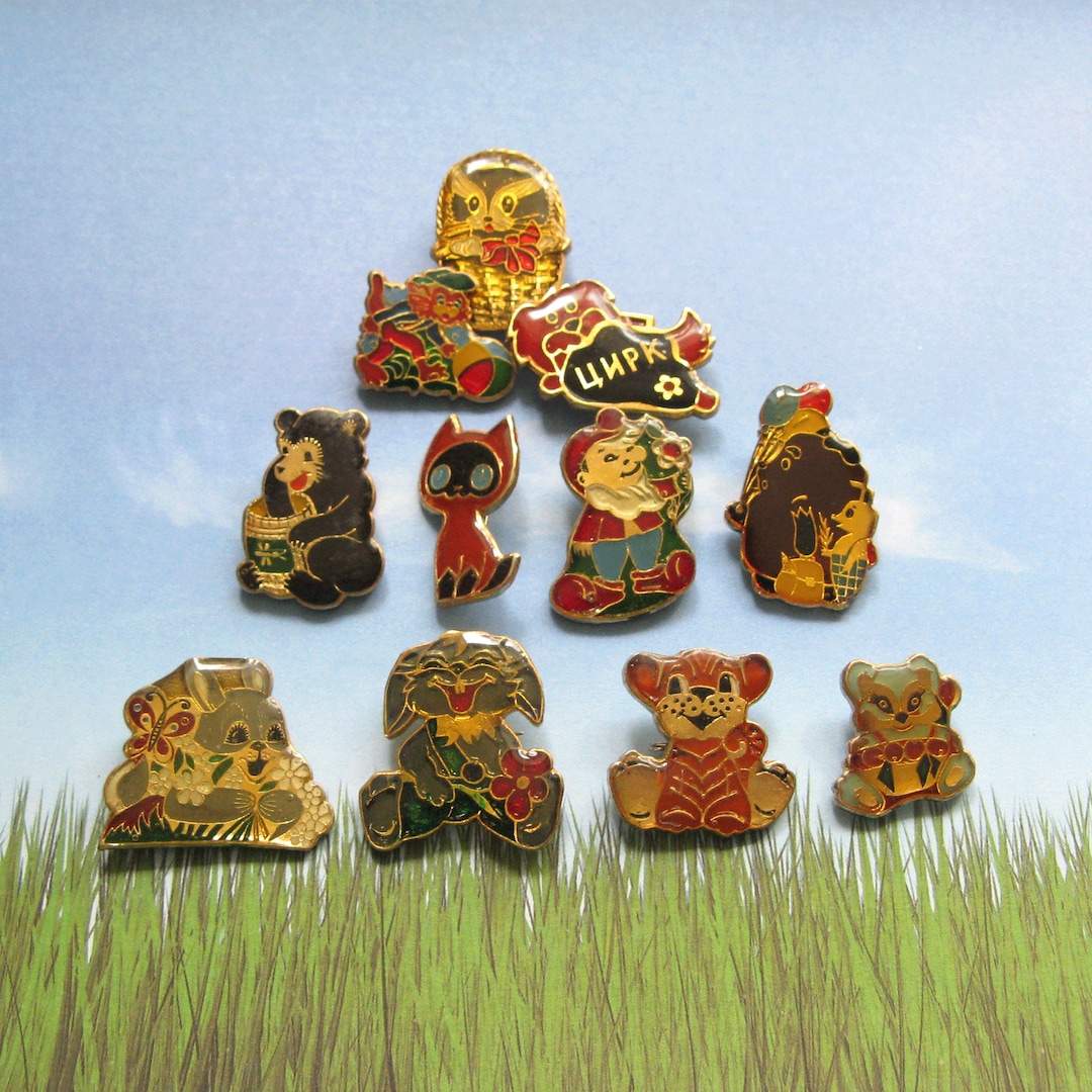 Pines de personajes de dibujos animados vintage, insignias de dibujos ...