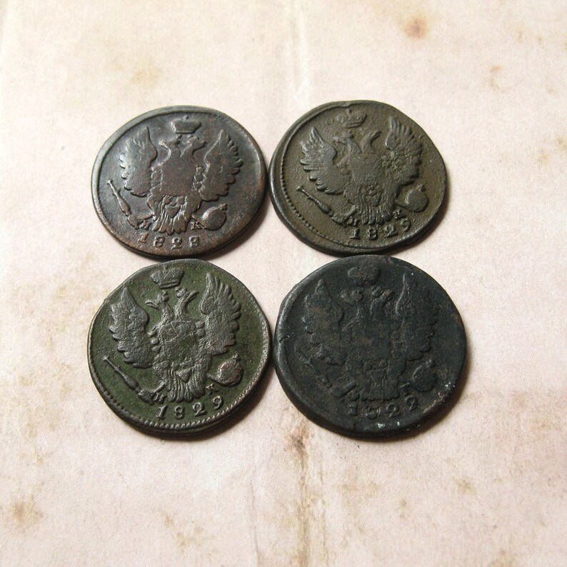 1829 Antique Imperial Russian Coins 1 Kopek Coins 19th | Etsy